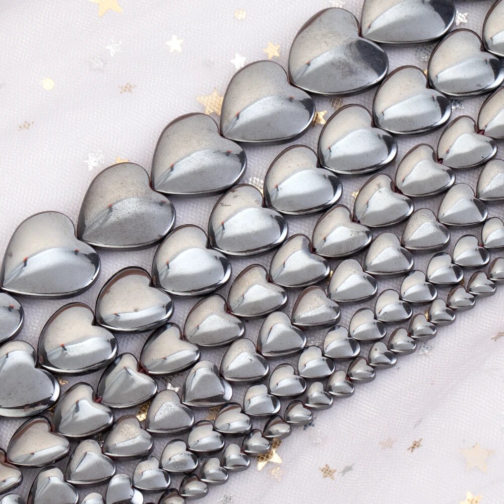 6/8 мм покрытие золотого, серебряного цвета, красочная форма сердца, натуральный гематитовый камень, свободные бусины-разделители для изготовления ювелирных изделий, браслет «сделай сам»