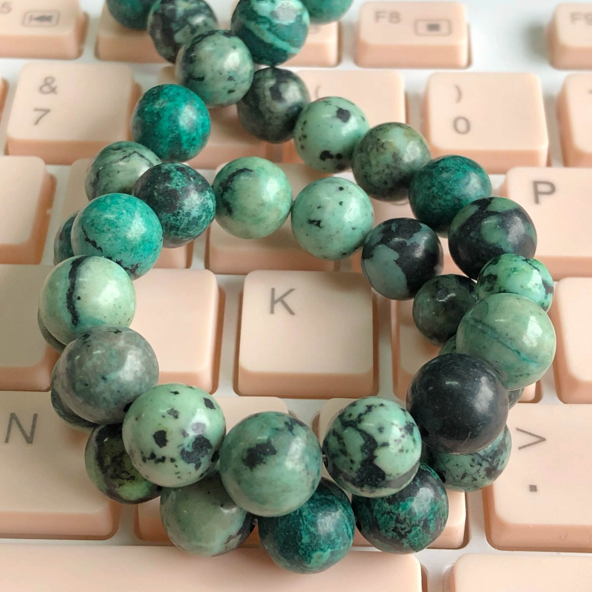 Куoyu Круглые бусины из кожи, говлита и бирюзы 6/8/10 мм 8mm approx 46pcs, Smooth