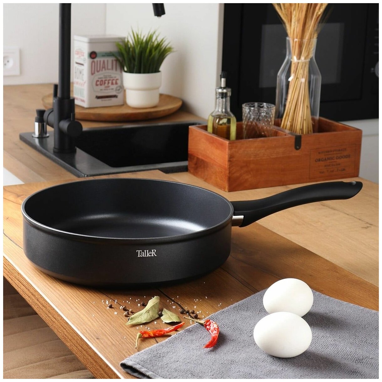 Сковорода TalleR "Flavour" TR-44178, антипригарное покрытие, черная, 28см