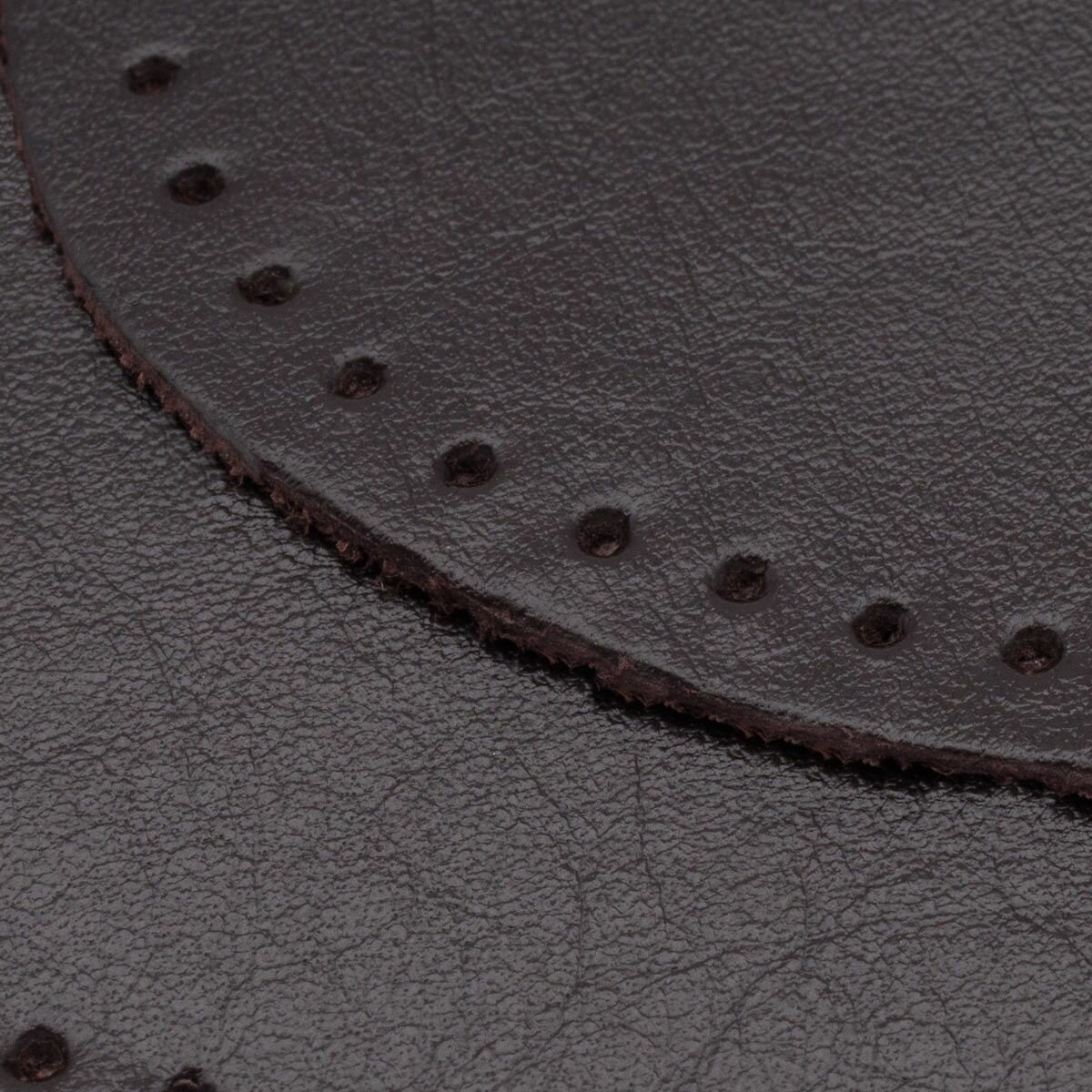 9114 Заплатки пришивные из кожи, овал 6*8,2см с перфорацией, 2шт/упак, 100% кожа (03 темно-коричневый)