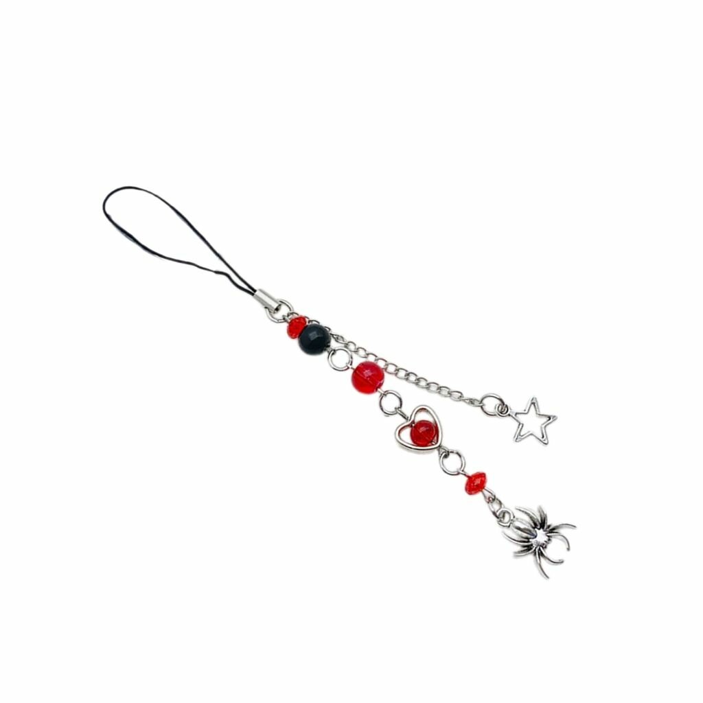 Брелок, Цепочка для мобильного телефона Millennium hot girl в стиле ретро с пауком, украшенная бисером Liu Su dark wind-красный-тип 2