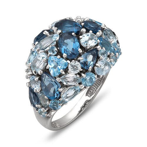 Перстень, серебро, 925 проба, родирование, топаз