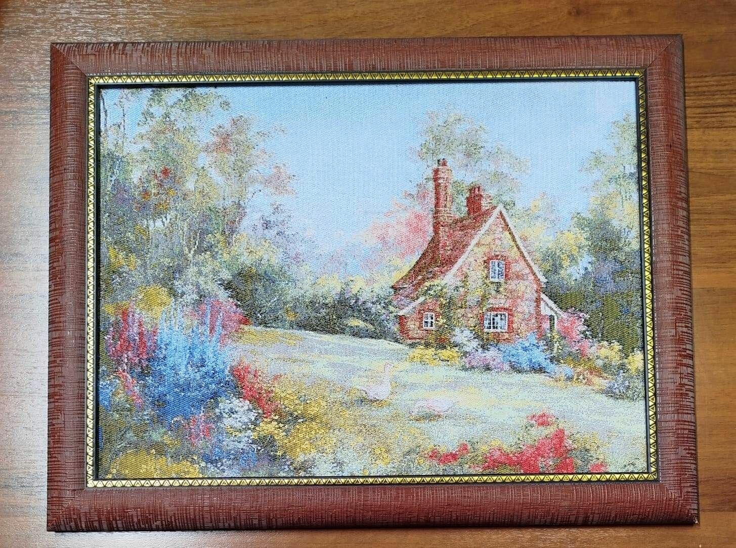 Картина гобеленовая "Домик в Эльзасе" (гуси) 38х50