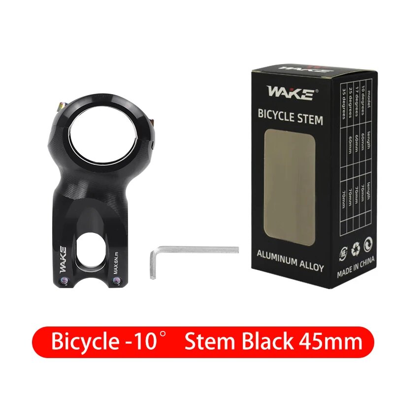 WAKE SM035 Вынос руля для шоссейного велосипеда 31,8 мм 10 градусов серебристый Черный, 10 Degree 45mm