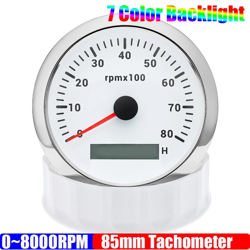 Тахометр 85 мм, 0-8000 RPM, 7 цветов, WS