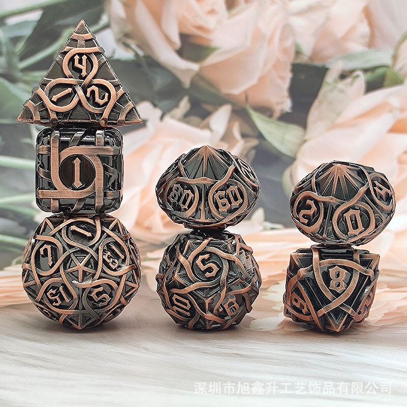 Кубики D20 COC D&D, металл, древняя красная медь