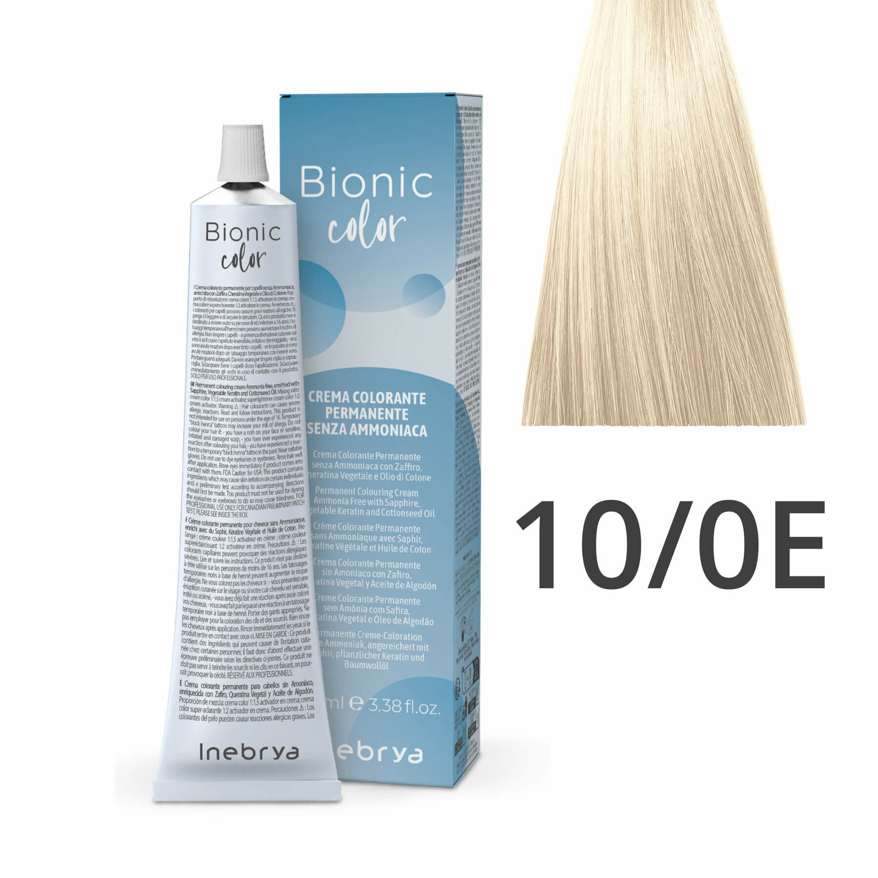 Краска для волос профессиональная без аммиака Inebrya Bionic Color 10/0E Светлый блонд Натуральный Экстра 100 мл