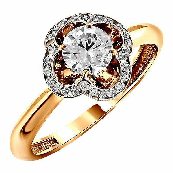 Кольцо, красное золото, 585 проба, фианит