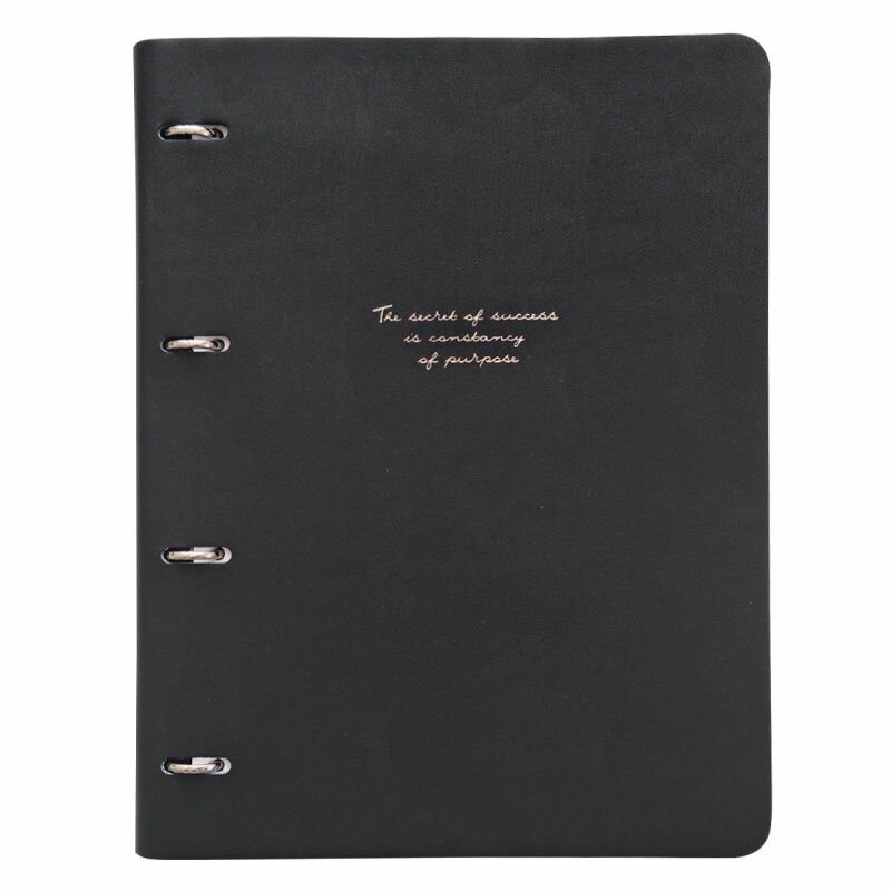 Тетрадь Infolio Study со сменным блоком А4, 120 листов, Quote, искусственная кожа, черный