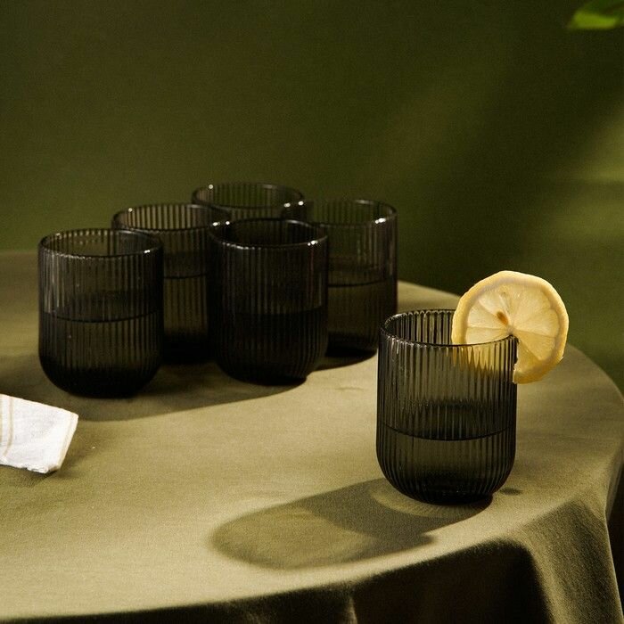 Набор стаканов SL Home Модерн , 260 мл, 7,5 9,5 см, стекло, графитовый