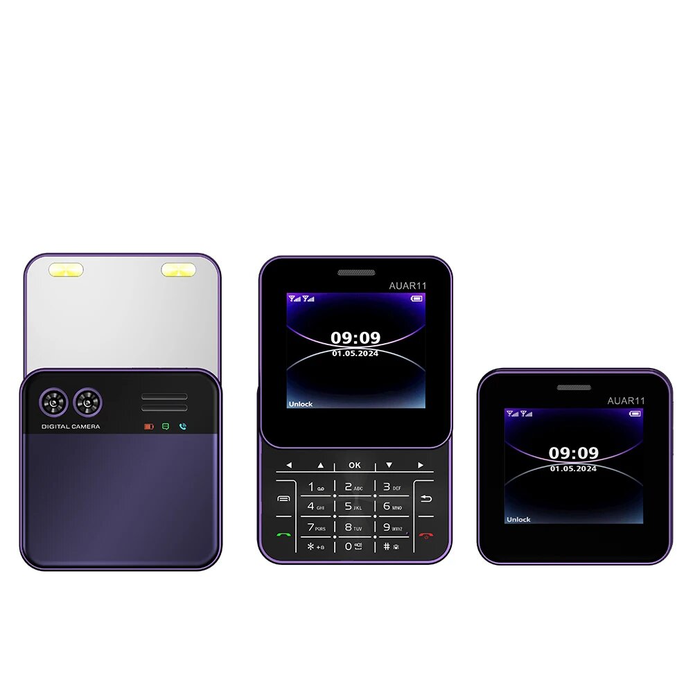 SERVO AUAR11 Rotating Mobile Phone 2.4" Slide Screen 2 SIM Stadby Flashlight Speed Dial Magic Voice FM 2G Button Small Cellphone