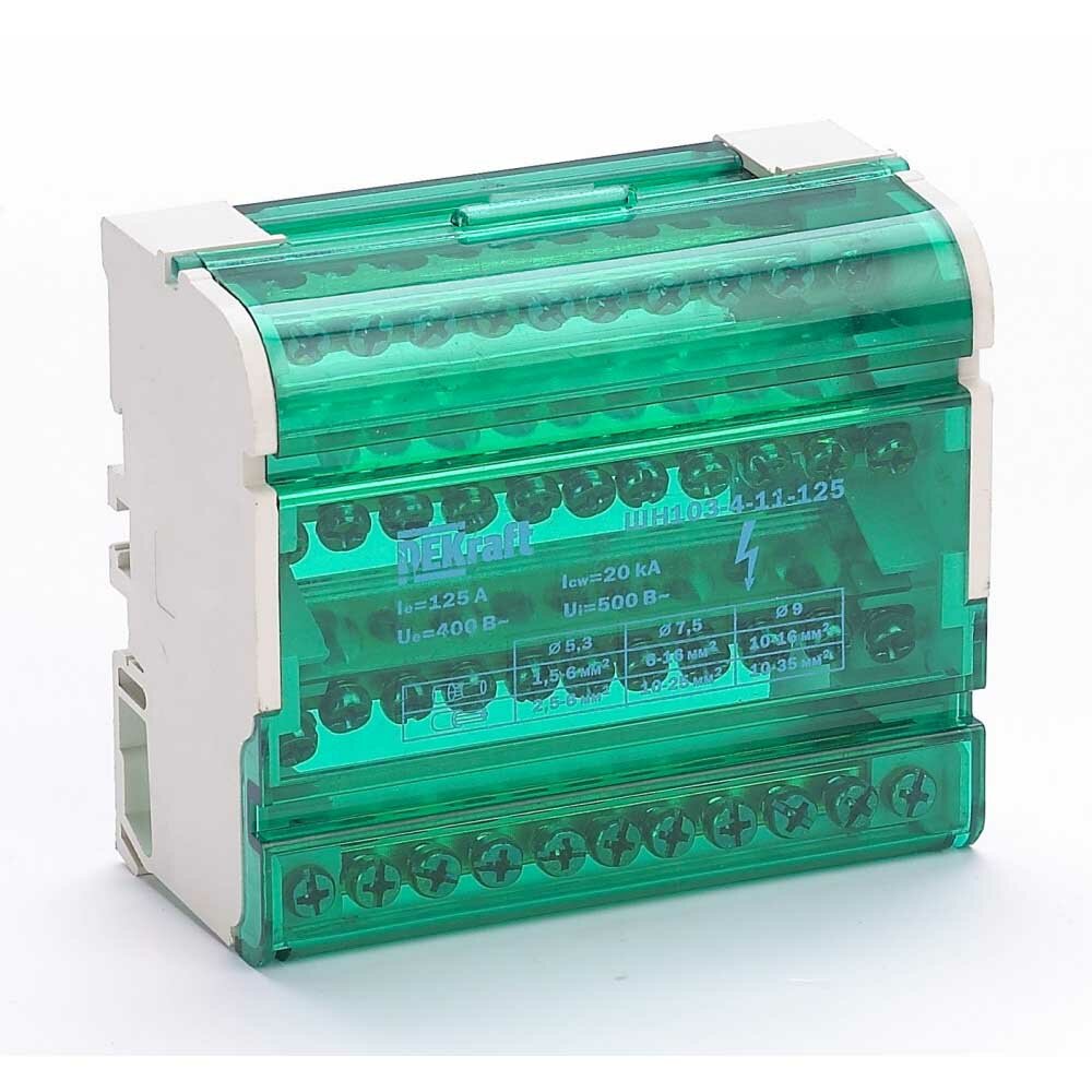 Клеммный распределитель DEKraft ШН-103, N-колодки, 4 уровня, 125А, монтаж на DIN-рейку