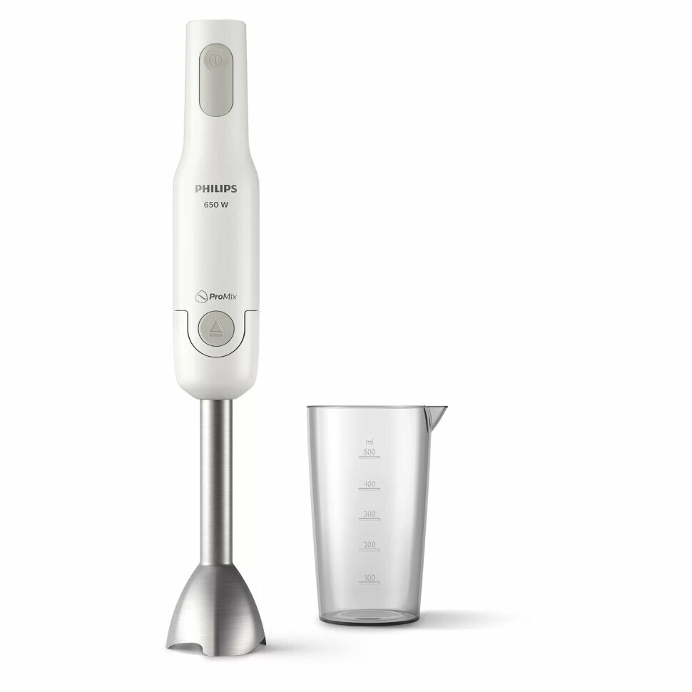 Блендер погружной PHILIPS HR2534/00, 650 Вт, 1 скорость, 1 насадка, стакан, белый, 456935