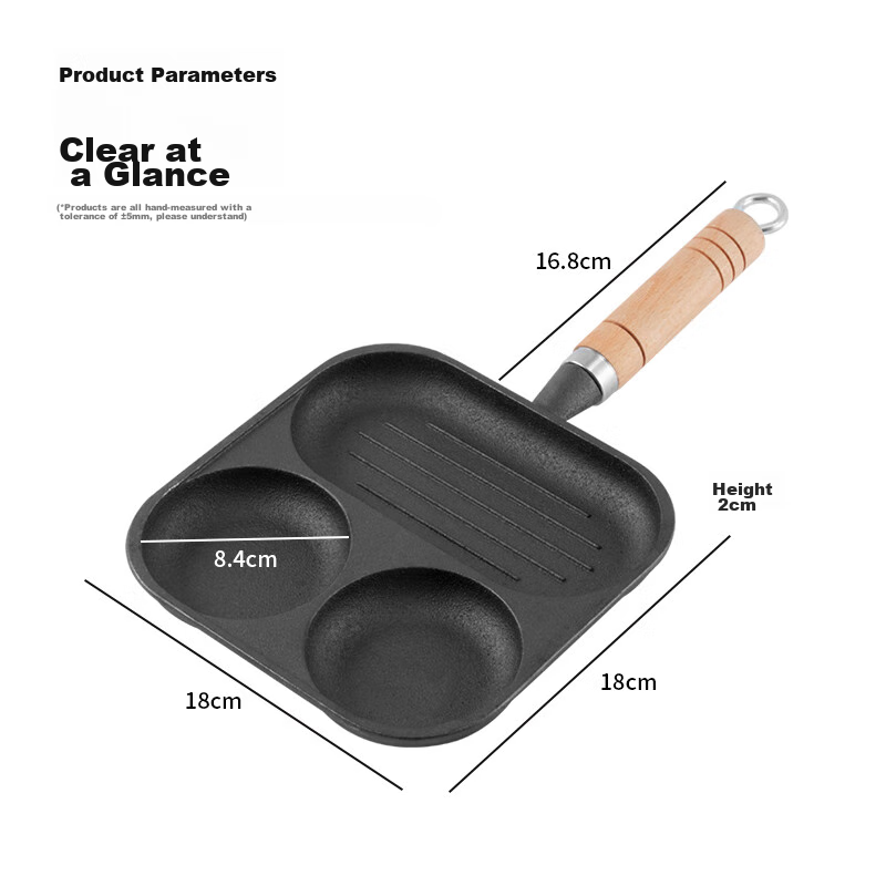 Baijie 3-In Breakfast Pan, Steak Frying Pan, Egg And Burger Pan, Multifunctional Non-Stick Frying Pan