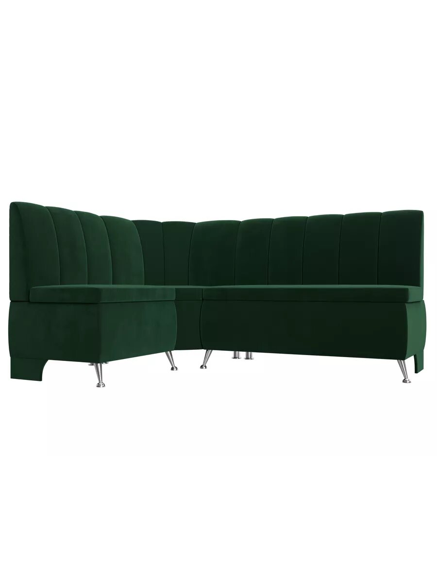 Диван кухонный угловой Кантри, левый угол, 4-местный, размер: 170x88х133см, Велюр, зеленый