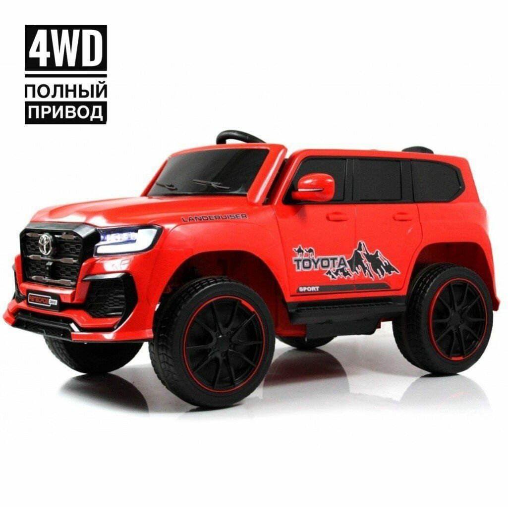 Детский электромобиль "Toyota Land Cruiser", 4WD, 12В, полный привод, 2 скорости, EVA, красный