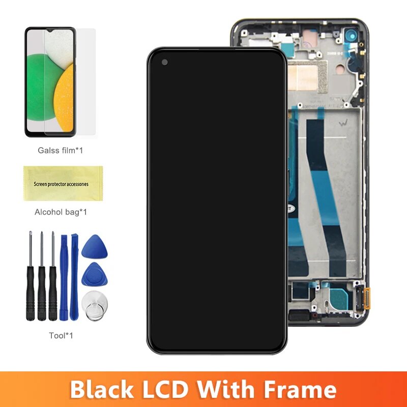 Экран дисплея для Xiaomi 11 Lite 5G NE 2109119 DG, ЖК-дисплей, цифровой сенсорный экран с рамкой для замены Mi 11 Lite 5G NE TFT Black Frame