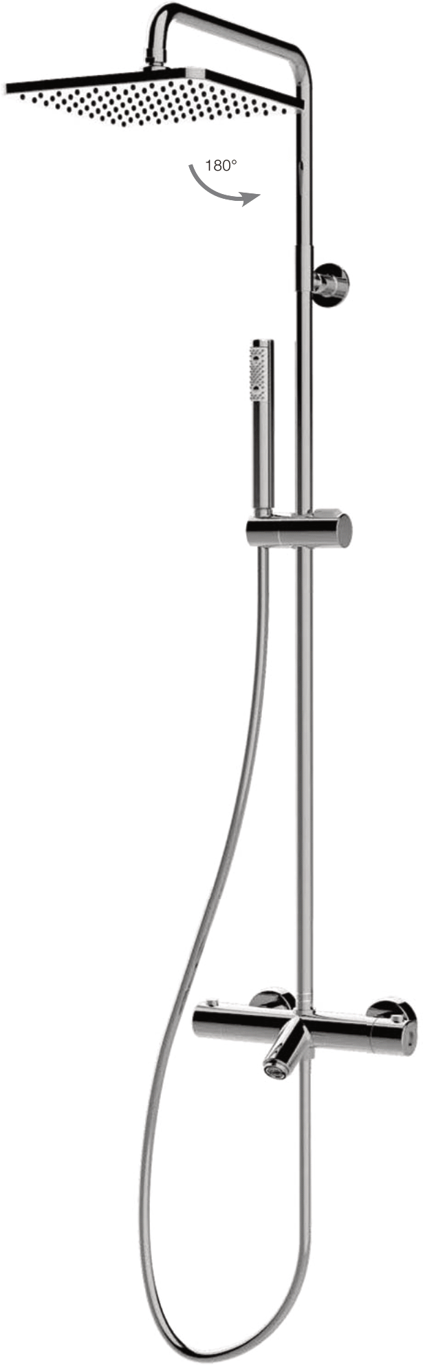 Душевая система Bossini Cosmo L10403.030 термостат, верхний душ 230 мм, ручной душ, хром