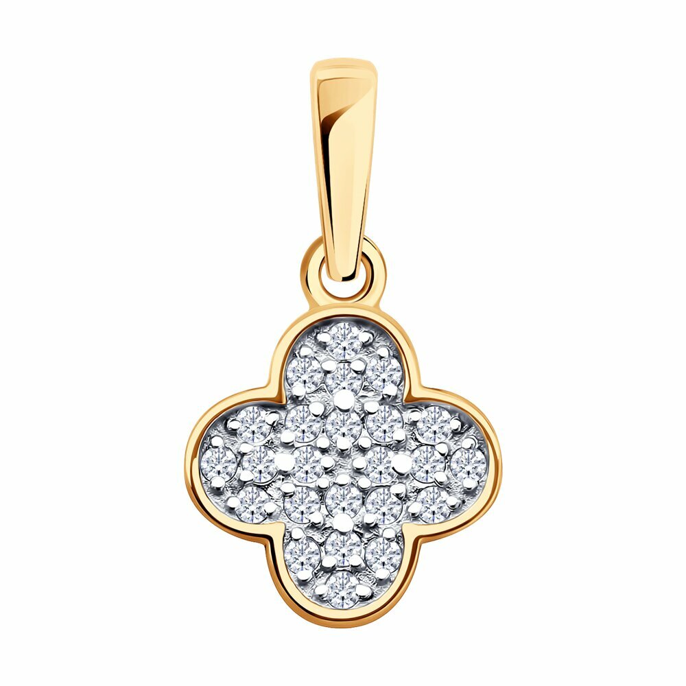 Подвеска, красное золото, 585 проба, фианит