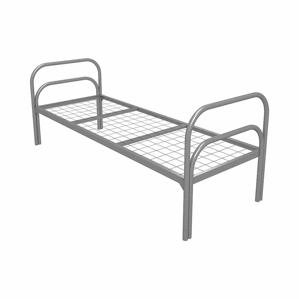 Одноярусная металлическая кровать Sebmet 900x1900, сетка 100x50, двойная ножка, 2 перемычки