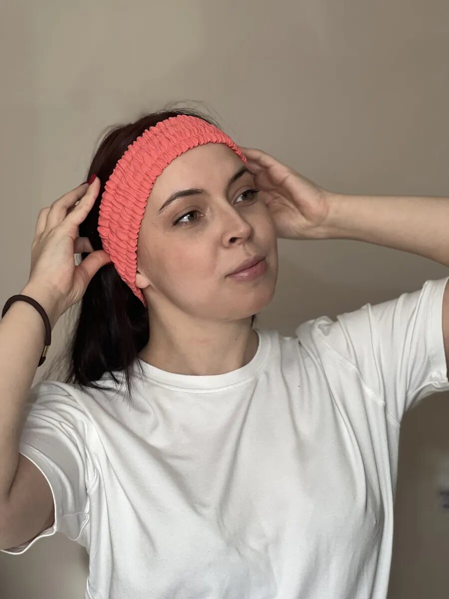 Повязка на голову женская летняя спортивная широкая