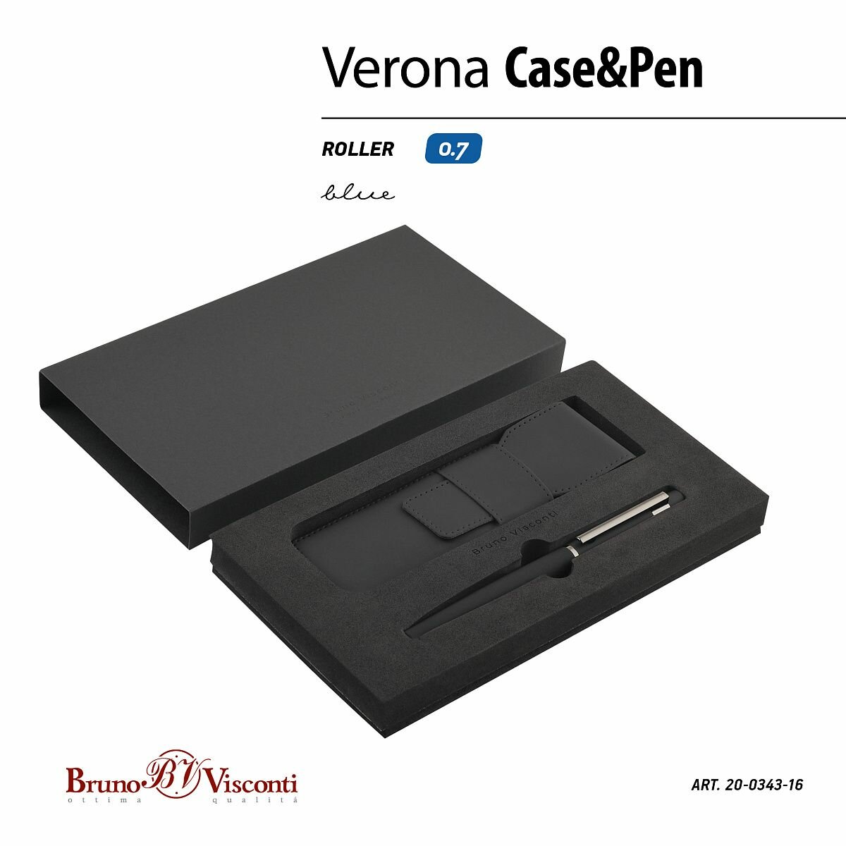 Ручка роллер Bruno Visconti "VERONA" 0.7 мм, цвет чернил синий, в подарочной упаковке
