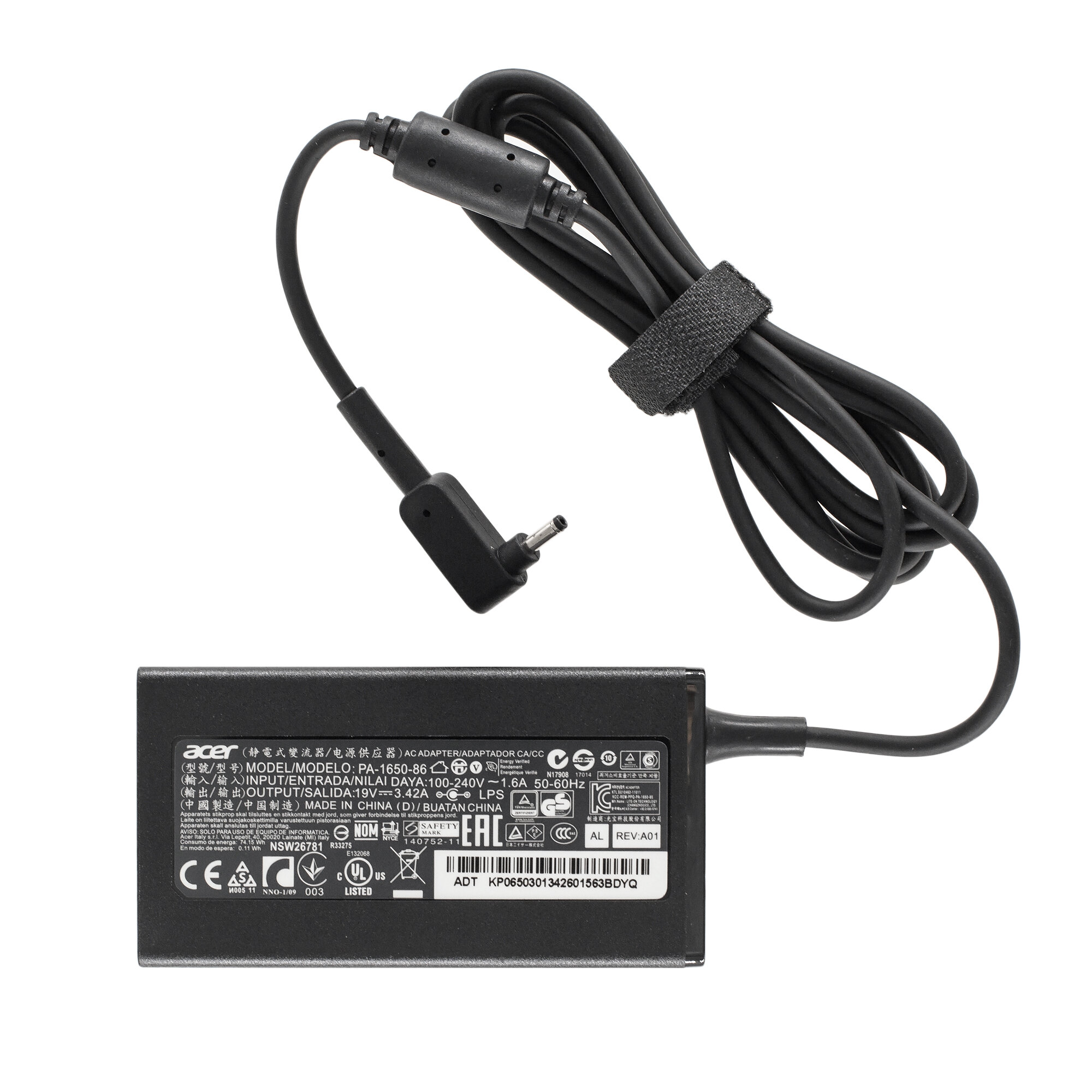 Блок питания 19V для ноутбука Acer Aspire 3 A315-44P / Acer Aspire 3 A317-55P / Acer Aspire 5 A514-56M / Acer Aspire 15 A15-41M / Acer Aspire 3 A314-42P / Acer Aspire N18Q13 / Acer Aspire 15 A15-51M / Acer Aspire A515-54G - 65W, 3.42A, 3.0x1.1mm