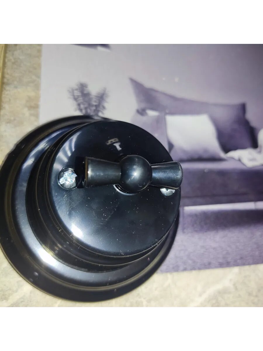 Выключатель 1-клавишный поворотный , цвет черный