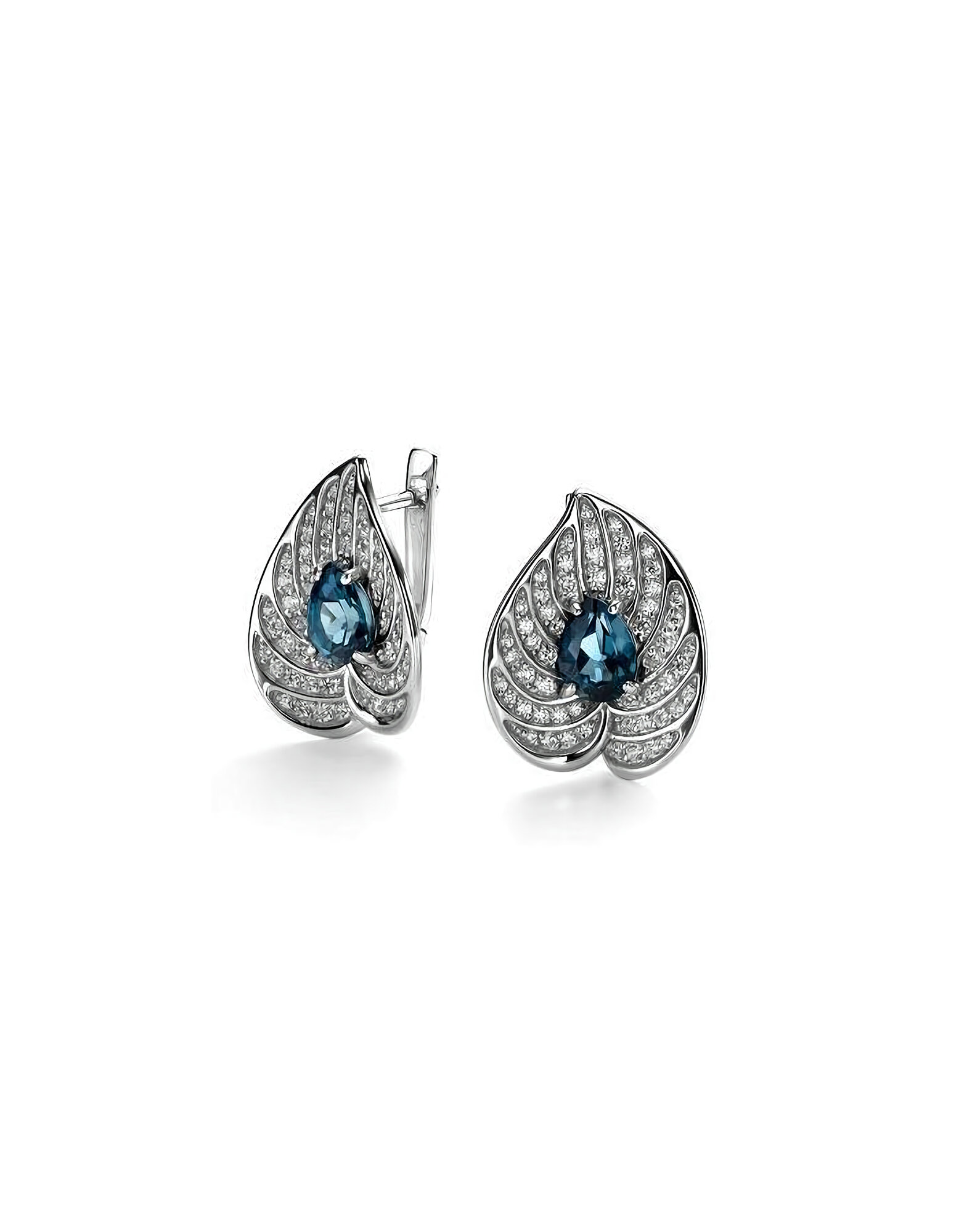 Серьги пусеты, серебро, 925 проба, родирование, топаз
