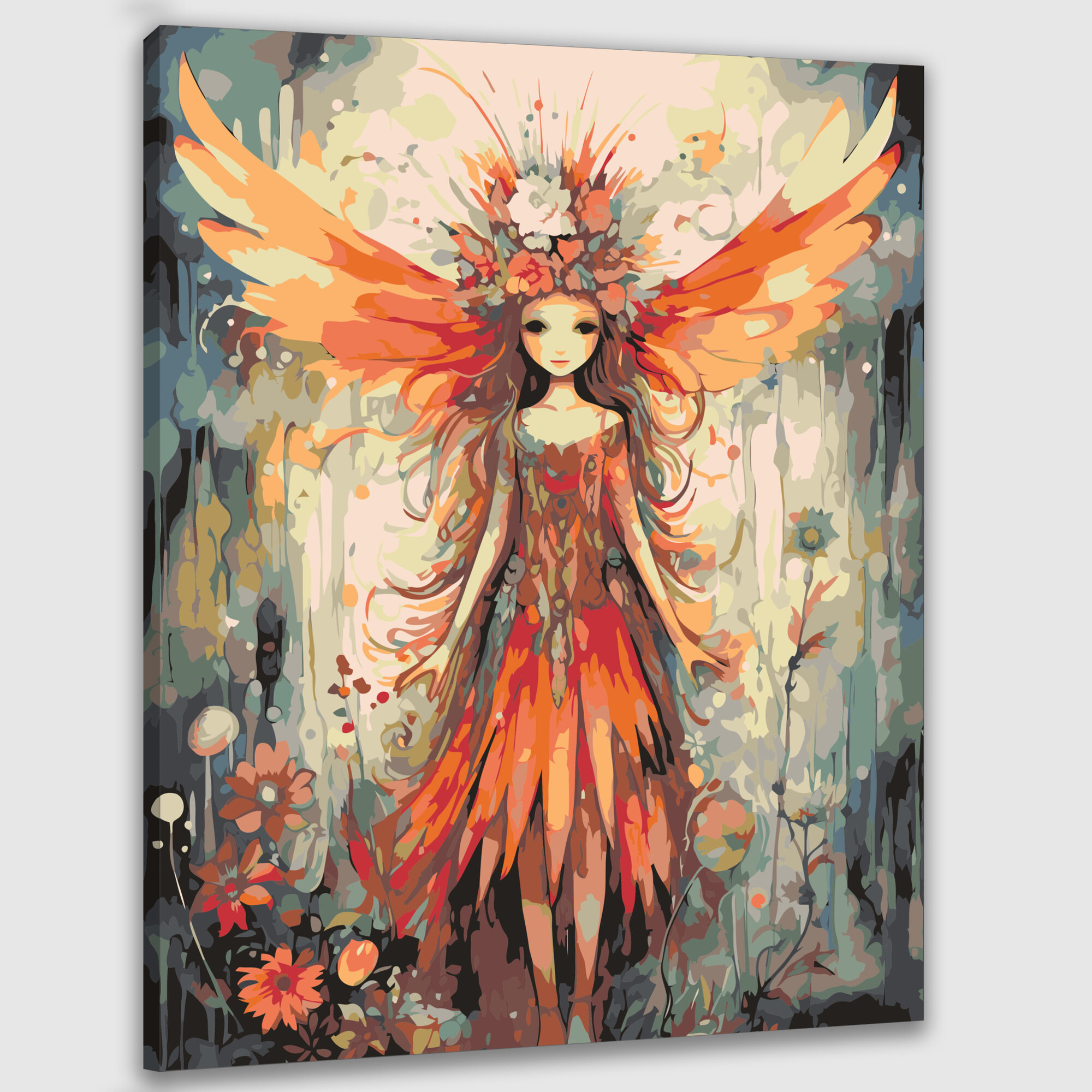 Картина по номерам 40x50 см, акварель, иллюстрация, шаманская сказка, мистический лес, растительность