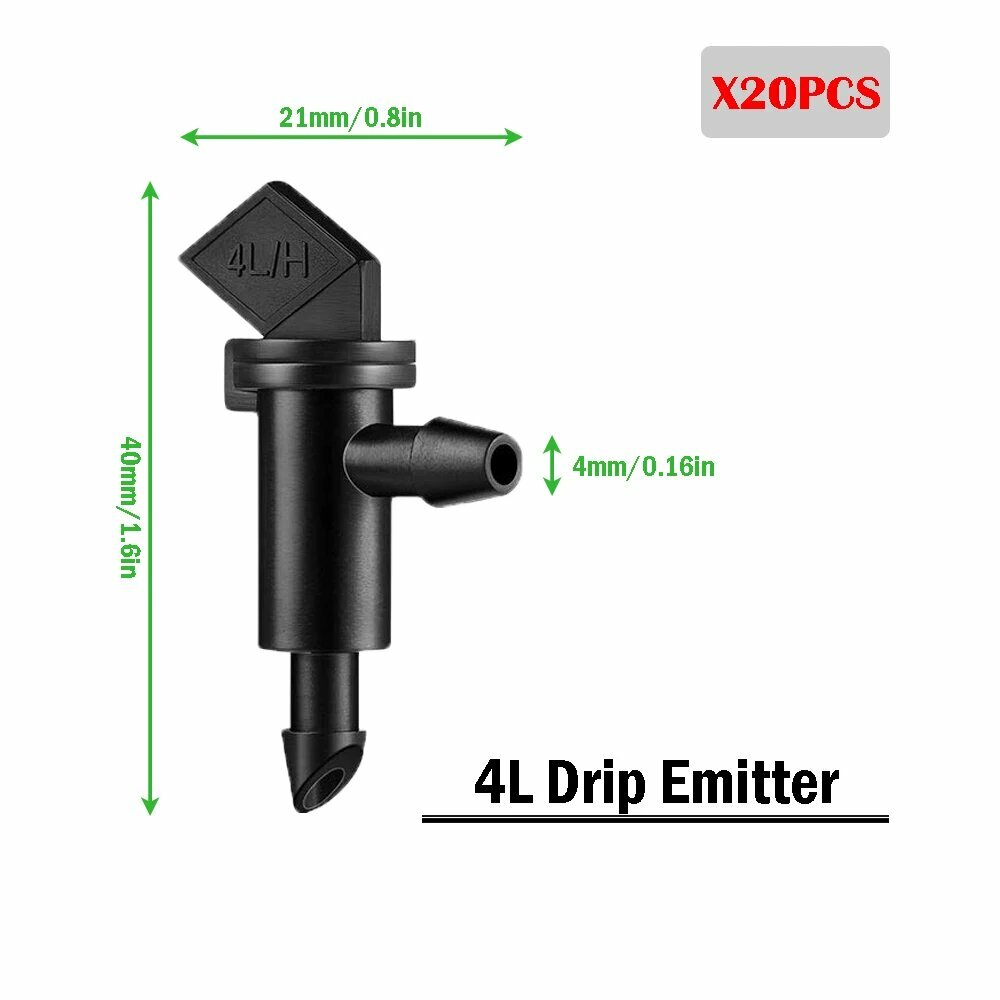 4L Капельный Эмиттер для Орошения, Черный, X20PCS