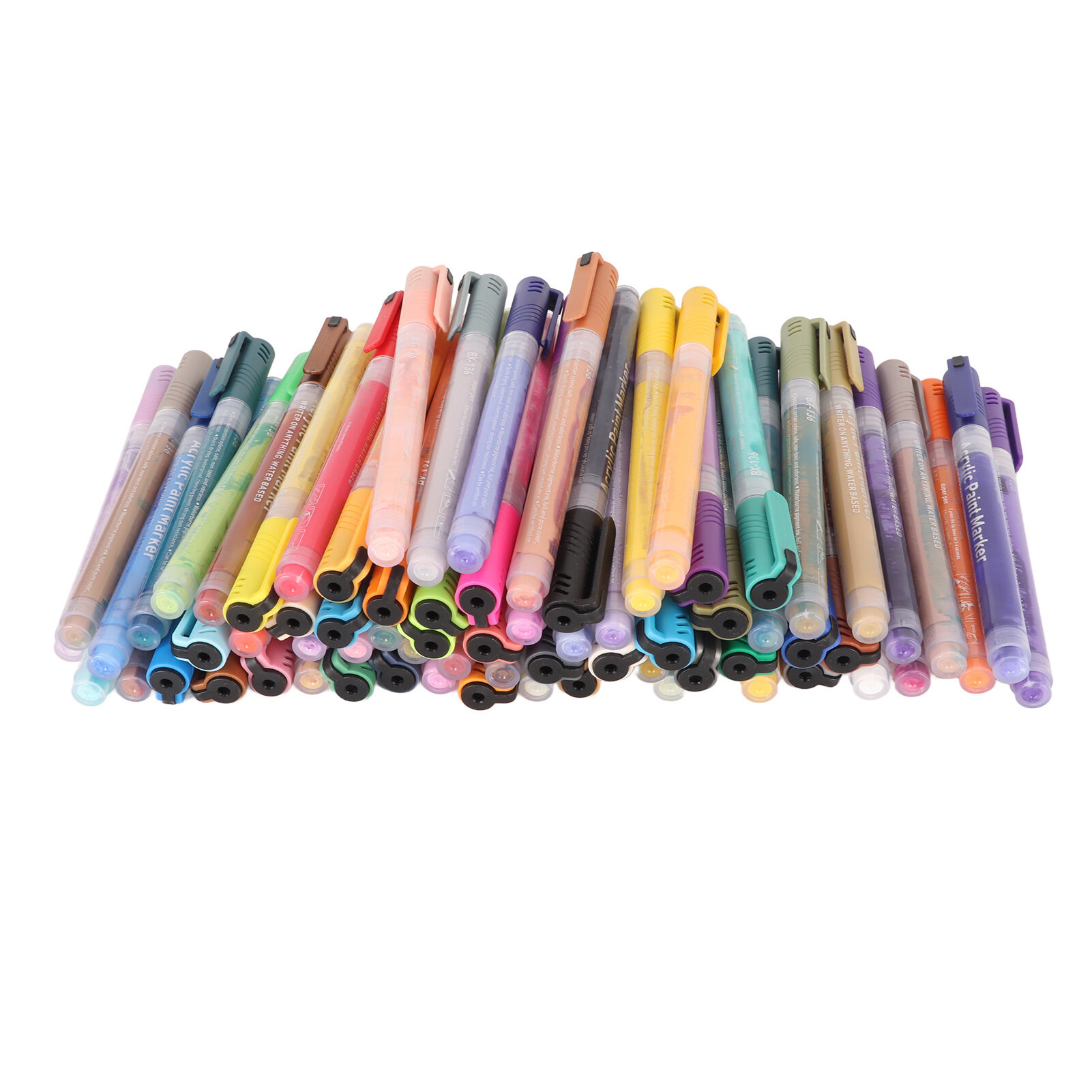 72Pcs Acrylic Paint Markers Assorted Colors Waterproof Quick Dry Fiber Tip Graffiti for Kids Students School