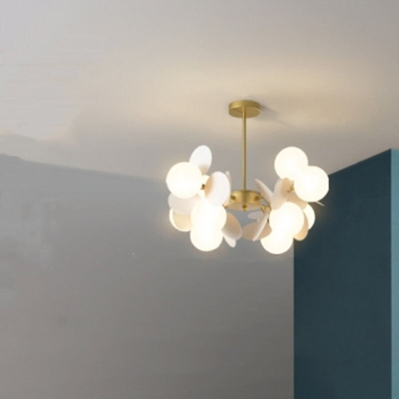 Современная цветочная ветка белая 8 шаровая люстра теплый свет -jua
