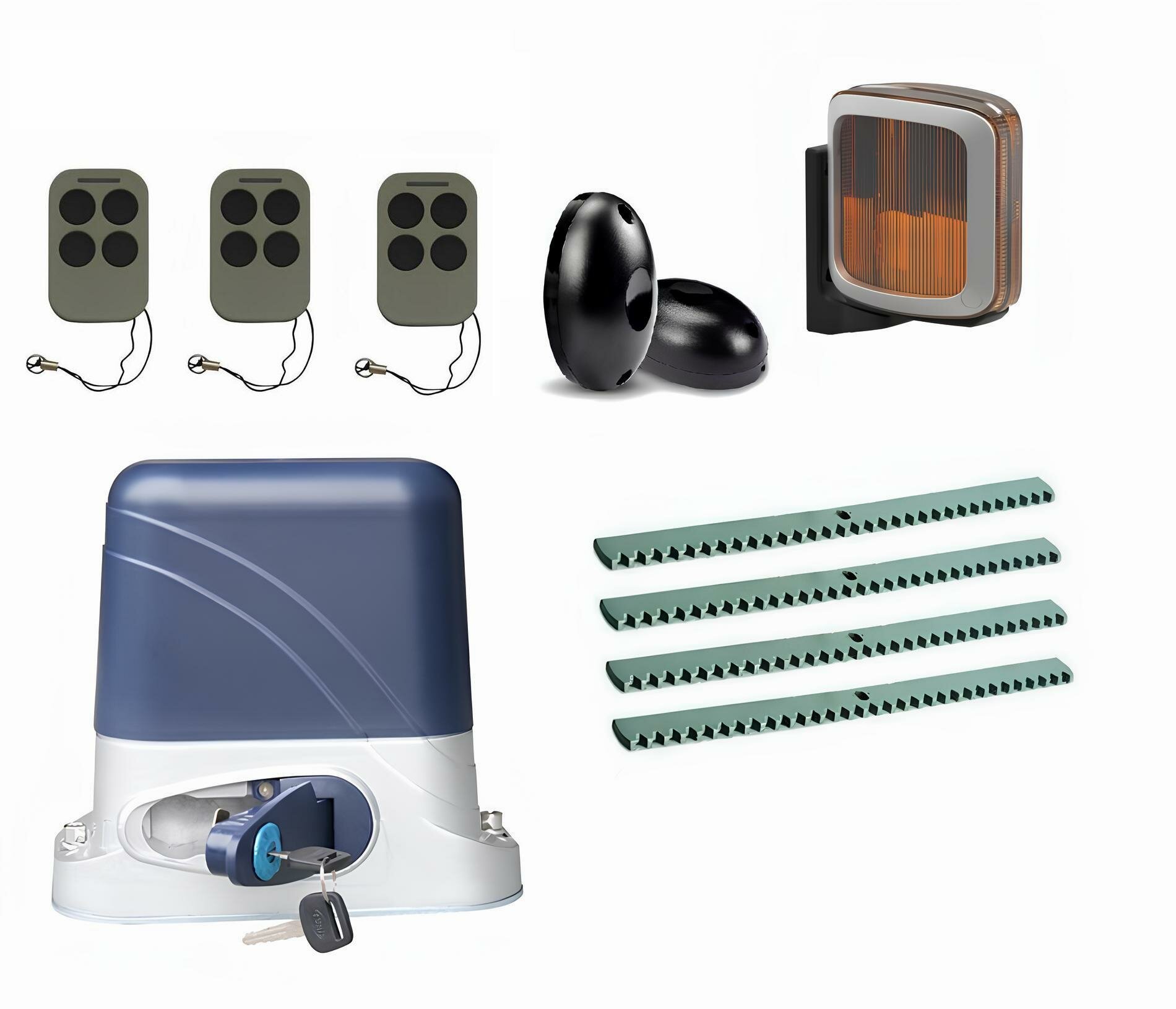 Автоматика для откатных ворот KSL-800 FULL-2K4-Т3, комплект: привод, 3 пульта, фотоэлементы, лампа, 4 рейки