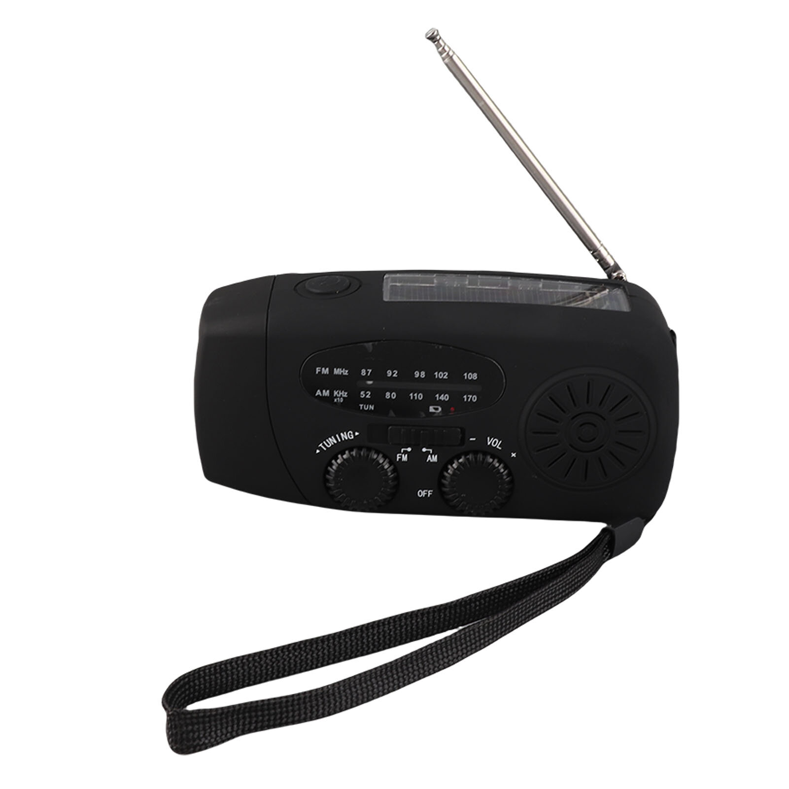 Радиоприемник с ручным приводом, солнечной батареей, светодиодным фонариком, портативный FM, AM, WB, USB для чрезвычайных ситуаций и предотвращения стихийных бедствий, черный, европейский.