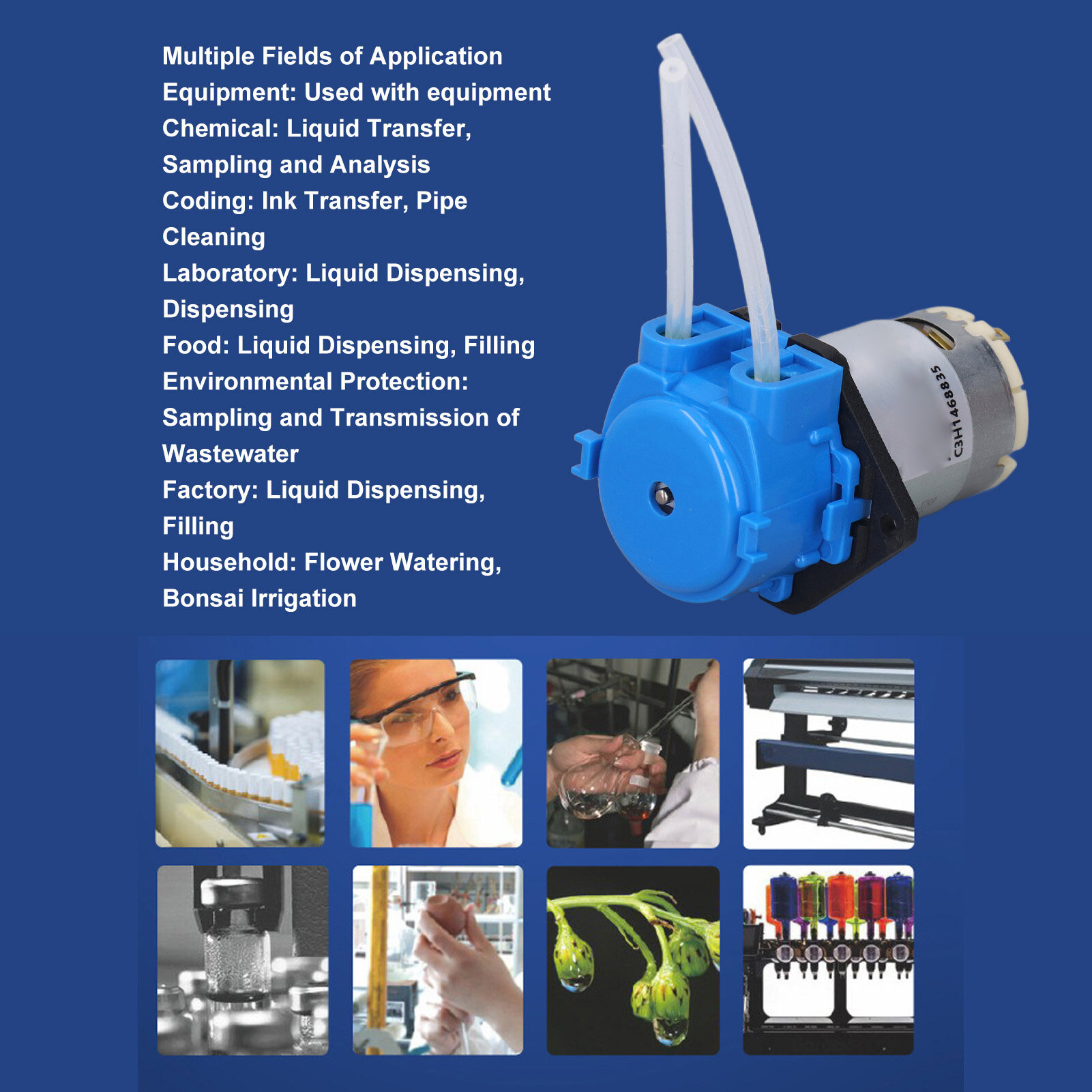 Мини-перистальтический насос, небольшой дозирующий насос для жидкости для аквариумных лабораторных устройств, 5 Вт, 60 мл/мин, 24 В