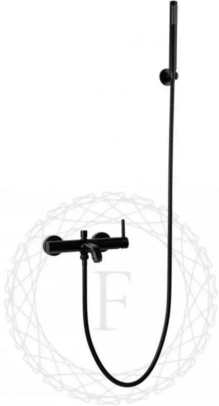 Смеситель для ванны Filarete Roun FL2120BL с душевым гарнитуром, черный матовый