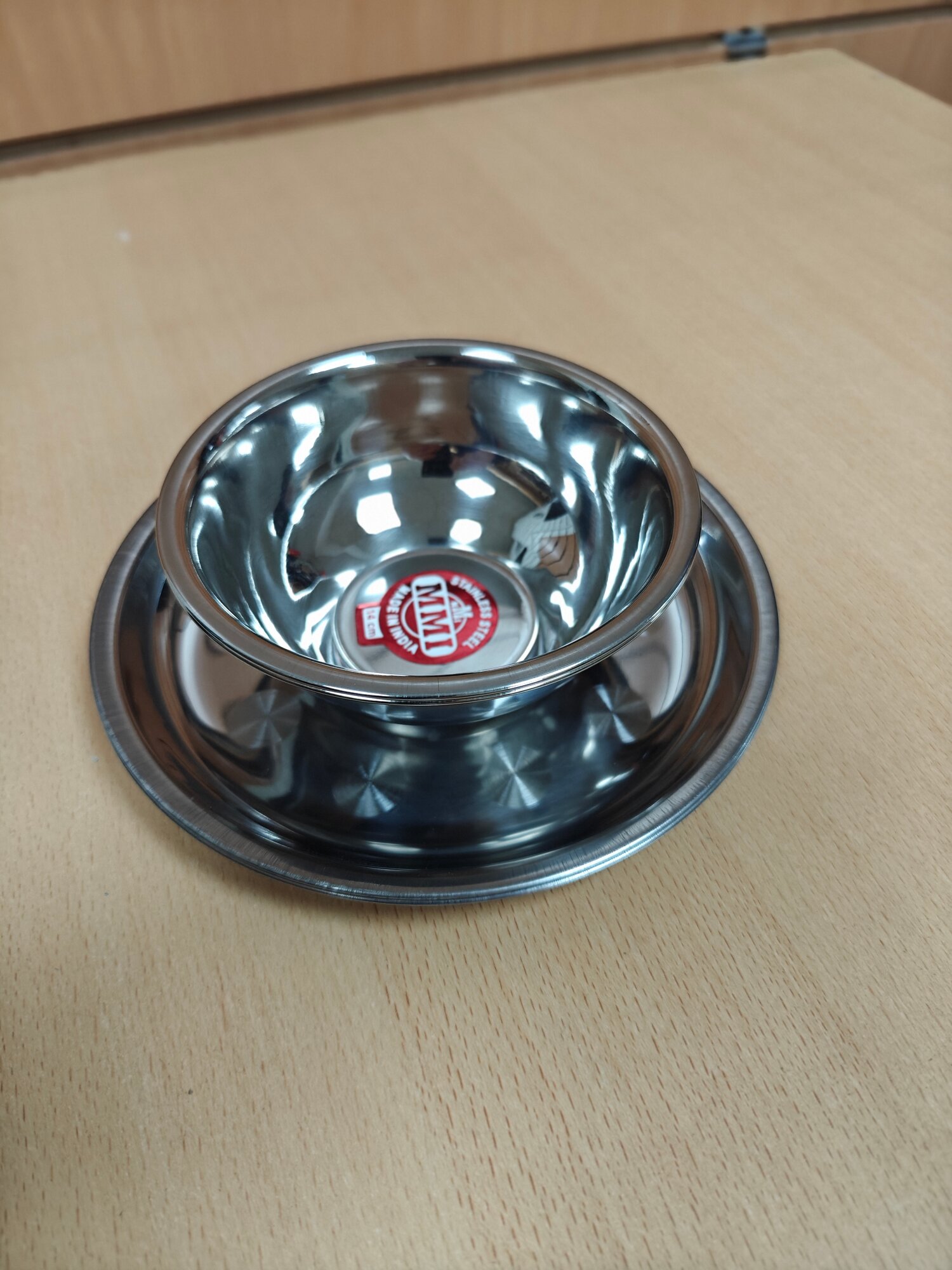 Комплект посуды, тарелка и миска, нержавеющая сталь, MMI Stainlees Steel, Индия.
