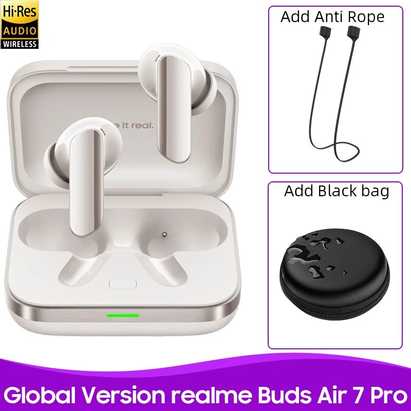 Realme Buds Air 7 Pro беспроводные наушники Черный, White Add black Bag