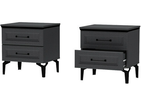 Тумба прикроватная с 2-мя ящиками, МДФ фасад, минимализм, Антрацит