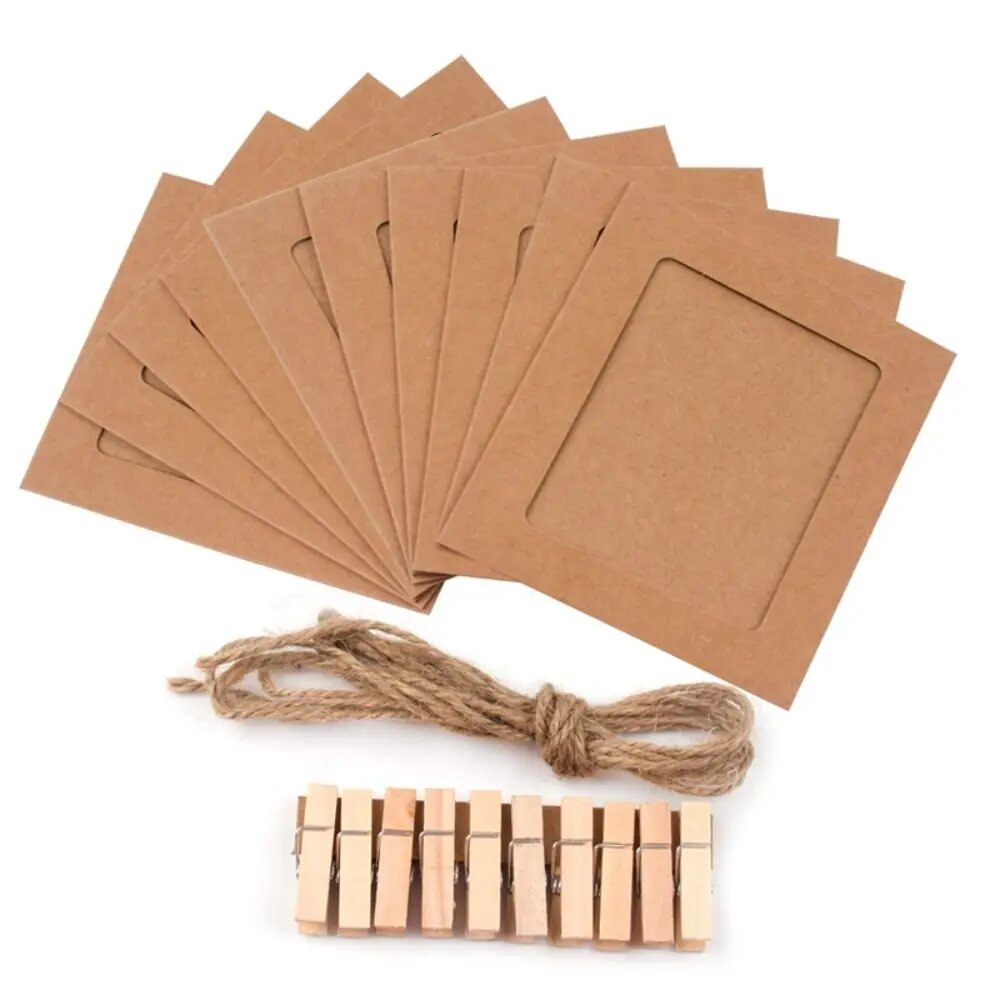 Набор фоторамок из крафт-бумаги 10 шт Бежевый, coffee