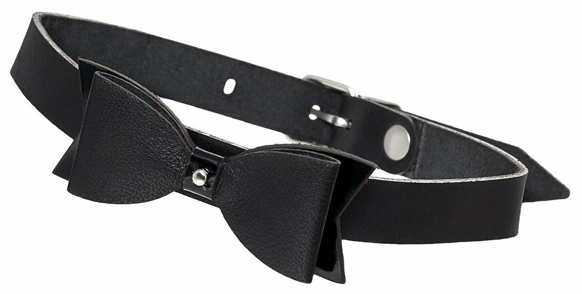 Черный кожаный чокер с бабочкой Pecado