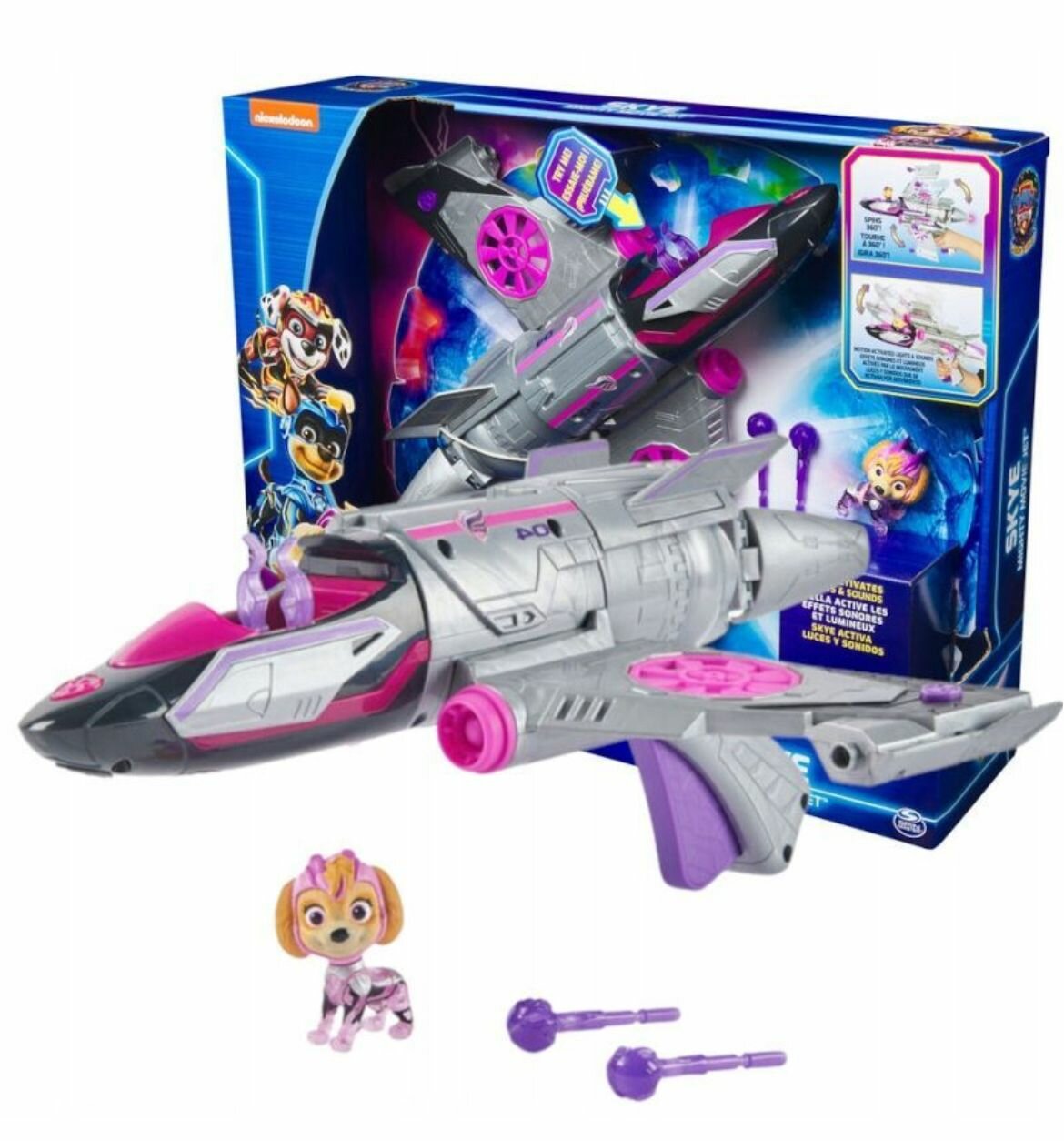 Spin Master The Movie 6067498 , Щенячий патруль Самолет-трансформер со светом и звуком + фигурка Скай-3