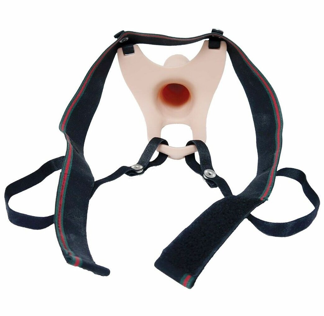 Фаллопротез полый на ремешках, силикон, 16,5 см, телесный цвет, регулируемая посадка