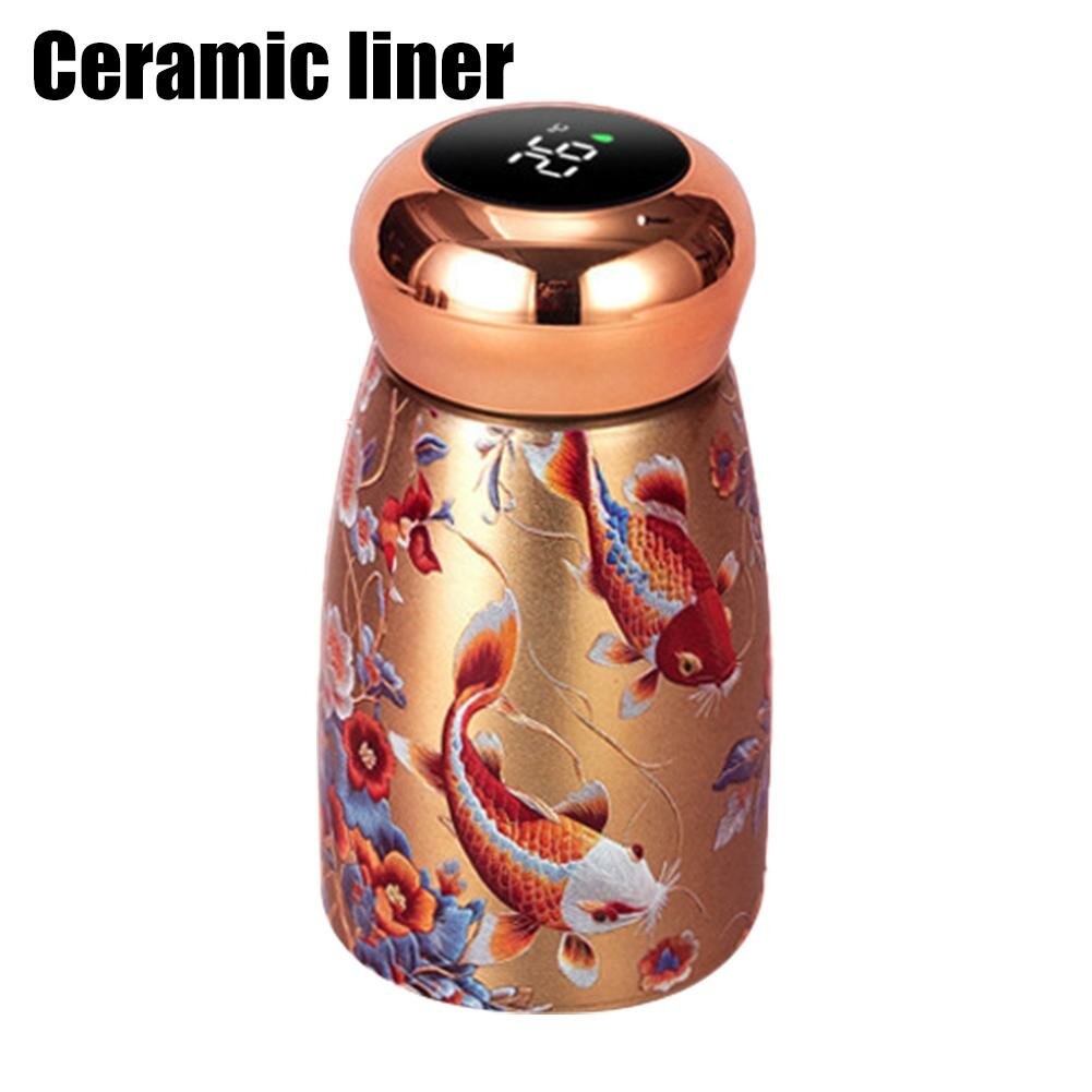 Керамическая ретро-термос-кружка с павлином/бабочкой объемом 230 мл для холодных и горячих напитков