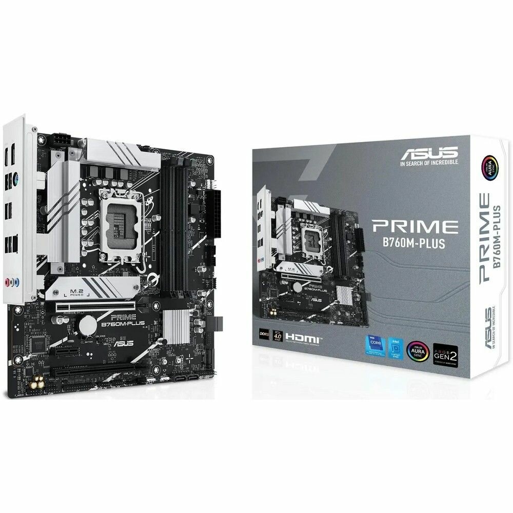 Материнская плата ASUS PRIME B760M-PLUS, LGA1700, mATX, 4xDDR5, DP, HDMI, 2xM.2, LAN 2.5Gb