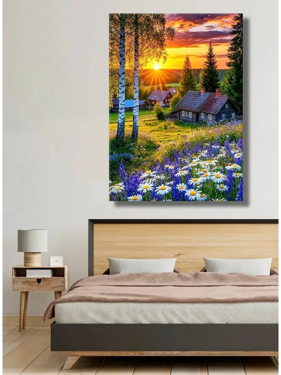 Картина "Рассвет надежды", галерейная 50х70см 1шт, на деревянном подрамнике