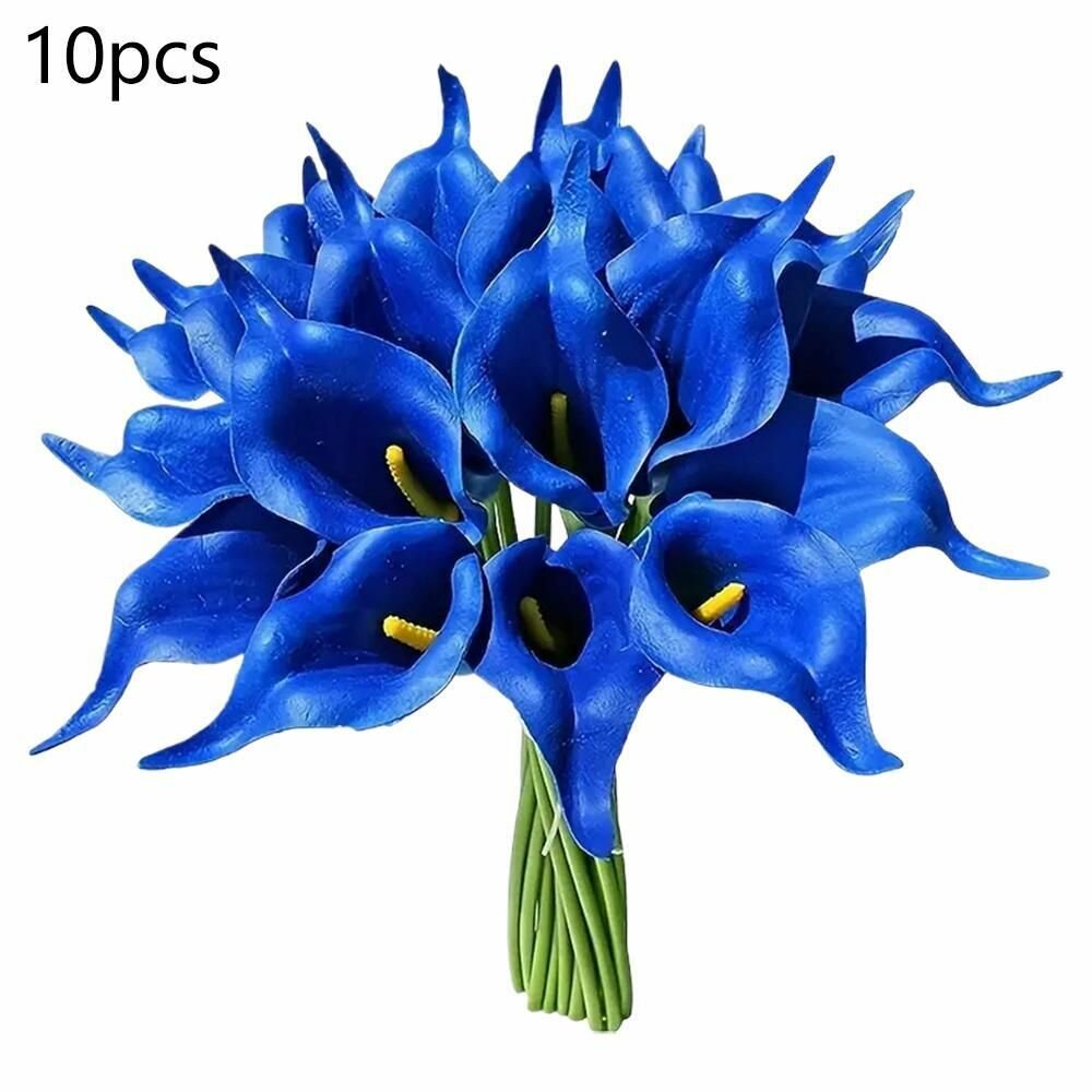 Цветы искусственные каллы белые с желтой серединой, букеты каллы фоамирановые/латексные для декора