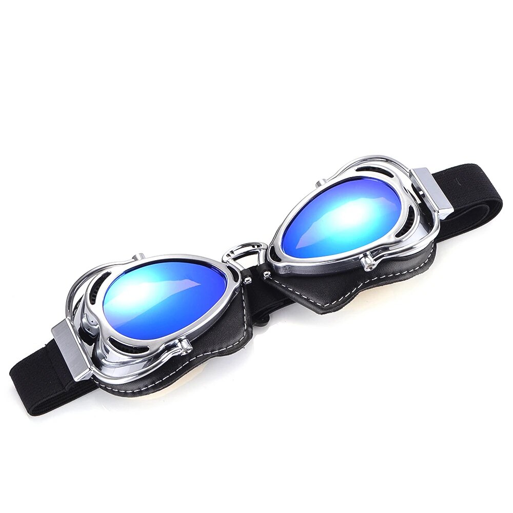 Мотоциклетные винтажные очки в стиле ретро для старой школы, очки для шлема, солнцезащитные очки для спортивных гонок, внедорожного пилота, велоспорта, посуды для глаз Темно-синий, Model 7