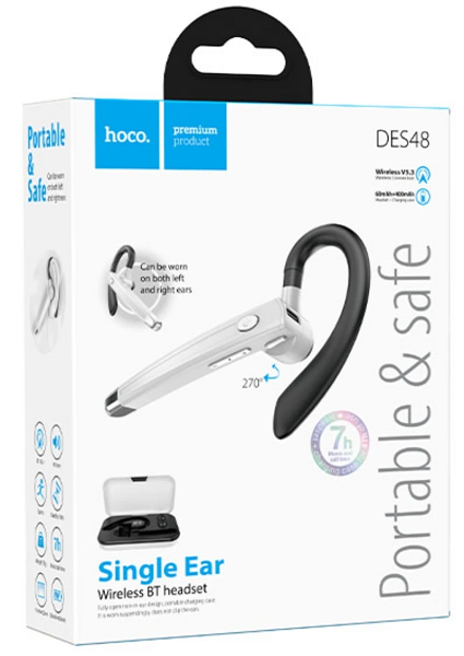 Беспроводная моногарнитура Hoco DES48 серебристый